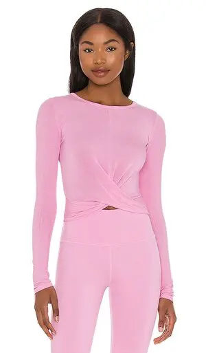Alo Yoga Cover Long Sleeve Top In Pink - Parisian Pink | Editorialist